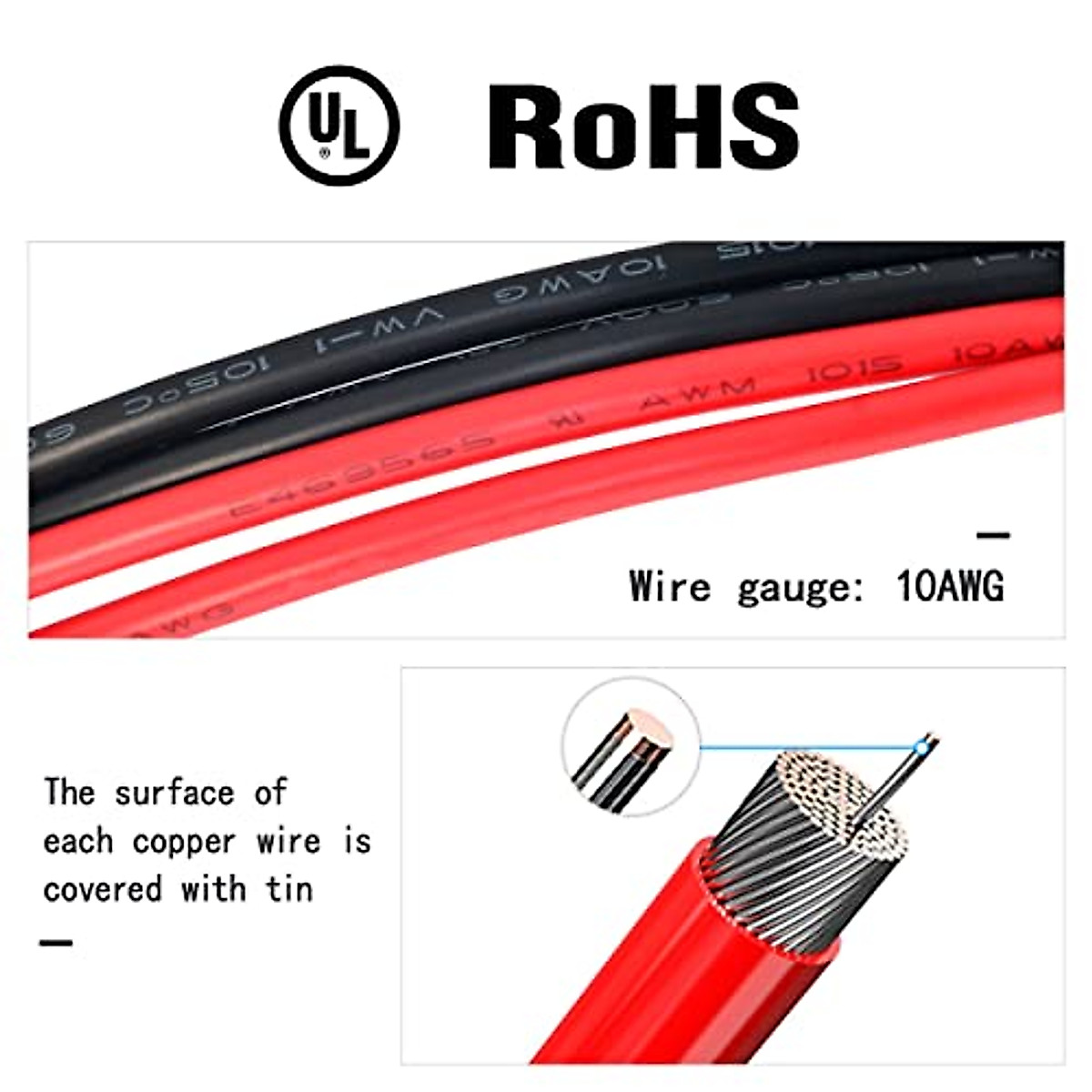 ELFCULB SAE Connector Cable,10AWG 1FT 2 Pin SAE Quick Connector Disconnect Plug for Solar Panel Car Motorcycle(2 Pack)