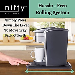 Nifty Medium & Large Appliance Rolling Tray – Black, Home Kitchen Counter Organizer, Integrated Rolling System, Non-Slip Pad Top for Coffee Maker, Stand Mixer, Blender, Toaster