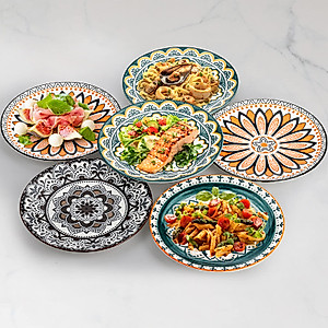 Foraineam 8 Pieces Salad Plates, 8.5 Inch Porcelain Floral Dessert Plates, Colorful Round Lunch Plate Sets for Appetizer Salad Fruit Snack, Dishwasher and Microwave Safe