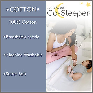 Arm’s Reach 100% Cotton Fitted Bassinet Sheets - Soft and Breathable, Designed for Use with Mini, Clear-Vue, and Cambria Co-Sleeper Bedside Bassinet, Gray