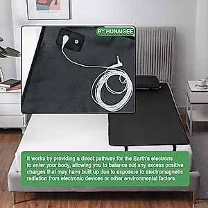 HUNAIGEE Breathable Grounding Mattress Pad Grounding Mat Kit for Bed Grounding Mats for Sleeping Plus 15ft Grounding Cord 28 x 71inch Grounding Sleep Mat Earthing Sheet 100% Conductive Leatherette