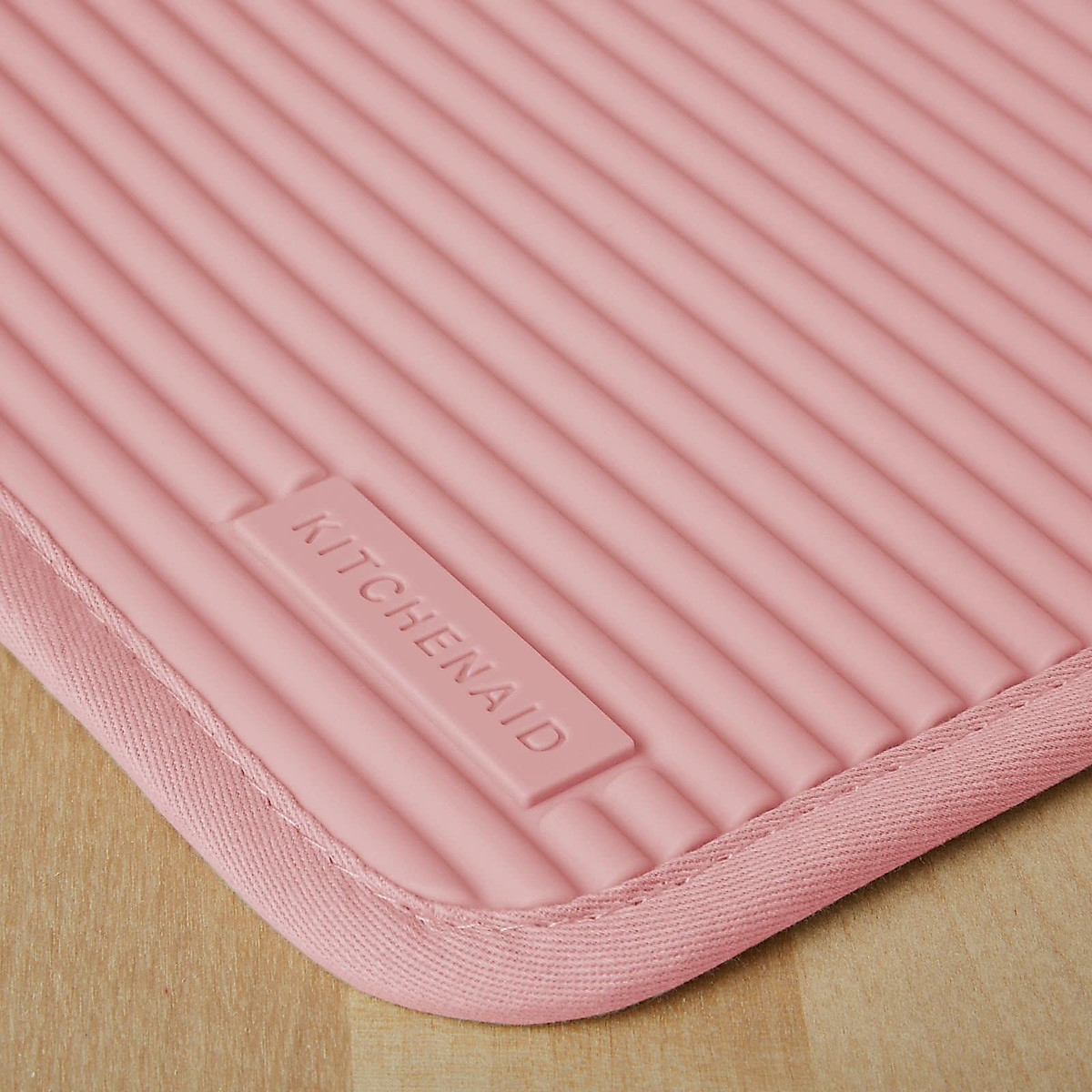 KitchenAid Ribbed Soft Silicone Pot Holder Set, Dried Rose, 7"x9"