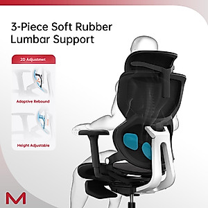 Motostuhl Q3-MT Ergonomic Office Chair with Footrest Home Office Ergonomic Chair with Soft Rubber Lumbar Support Extra Large 2D Headrest & 3D Armrest 140° Tilting Mesh Computer Chair