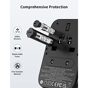 MOMAX International Plug Adapter, PD 35W(Single Port) Travel Power Adapter, Universal Charger Adapter with 3USB-C+2USB-A, All in One Universal Outlet Adapter for Laptop,Tablet,Phone, US,EU,UK,AU