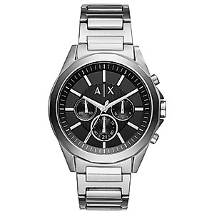 A｜X ARMANI EXCHANGE Men's Chronograph Stainless Steel Watch, Color: Silver/Black (Model: AX2600)