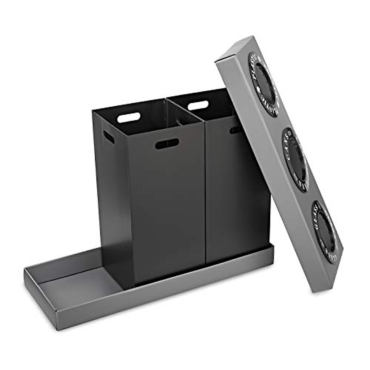 Alpine Industries AdirPro Recycling Center 28 Gallons - Durable Corrugated Plastic Waste/Trash Organizer Ideal for Kitchen Office Hospital (3 Bins)