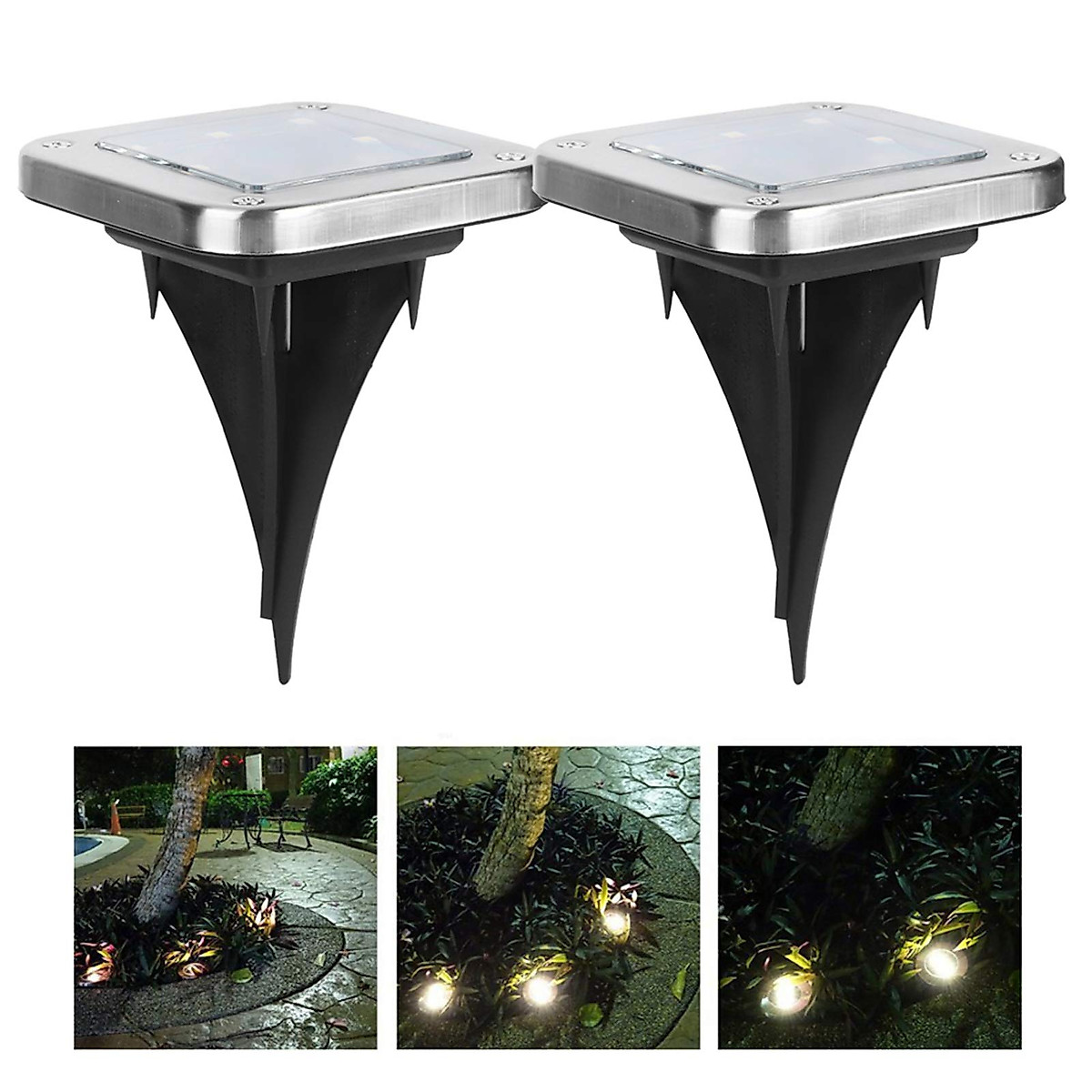 Fdit 4pcs 8LED Square Warm White Light Solar Buried Light Under Ground Lamp Home Garden Lawn Pathway Landscape Decoration