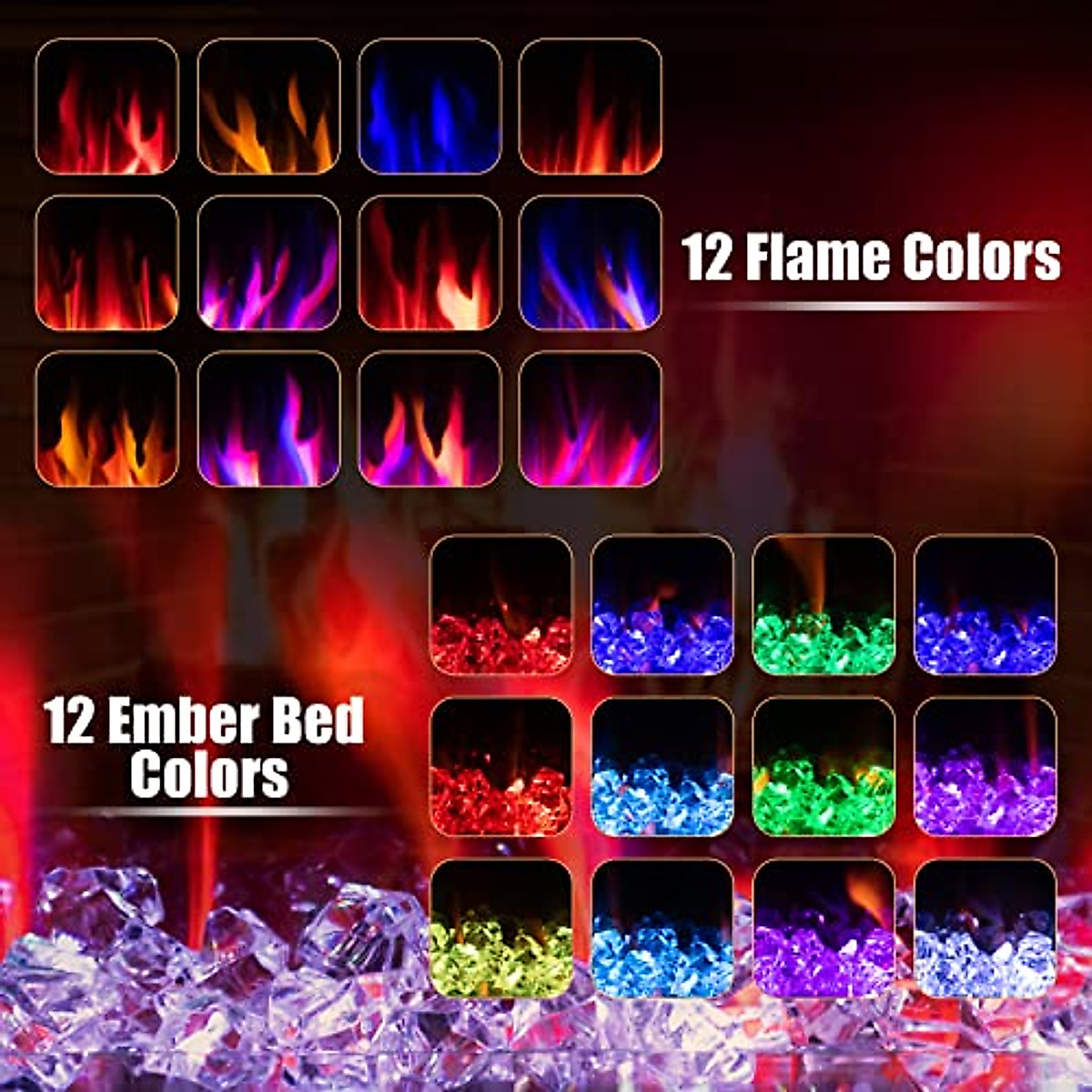 GOFLAME 50 Inch Electric Fireplace, Recessed & Wall-Mounted Fireplace Heater with Touch Panel, APP Control, Remote Control, 12H Timer, Adjustable Flame Color and Brightness, Overheat Protection