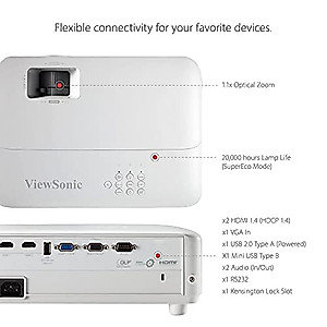 ViewSonic PX701HD 1080p Projector, 3500 Lumens, SuperColor, Vertical Lens Shift, Dual HDMI, Enjoy Sports and Netflix Streaming with Dongle
