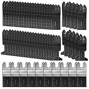 Littlegrass 60 Pack Professional Upgrade Wood/Bi-Metal Oscillating Saw Blades Universal Quick Release Multitool Tool Blade Japan Tooth for Bosch, Craftsman, Fein, Ridgid, Tch, Makita
