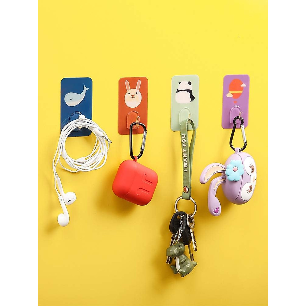 MOVALUE Kids Wall Hooks - Adhesive Wall Hanging Hooks for Kids - Cute Wall Animal Hooks - Towel Hook Child - Childrens Hangers for Bedroom, Bathroom or Nursery, 8 Pack