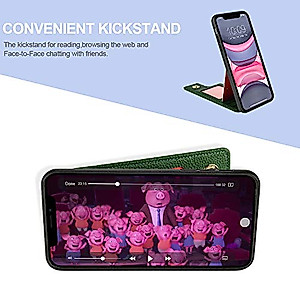 iPhone 11 Wallet Case, ZVE iPhone 11 Case with Credit Card Holder Slot Protective Shockproof Pocket Wallet Case Handbag Slim Leather Case for Apple iPhone 11,6.1 inch - Dard Green