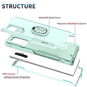 Military Case for Samsung Galaxy Note 10 Plus Tough Rugged Dual Layer Protective Case Hybrid Cover with 360°Ring Holder Kickstand