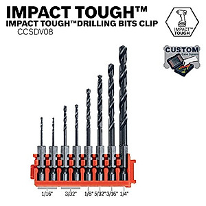 Bosch CCSDV08 Impact Tough Black Oxide Drill Bits with Clip for Custom Case System