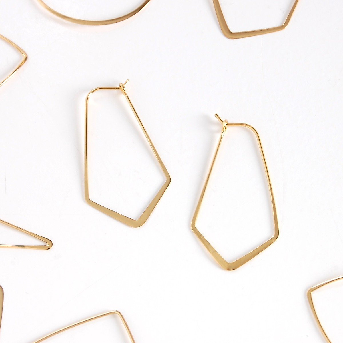 Humble Chic Geometric Chevron Threader Hoop Earrings - Lightweight Cutout Thin Wire Drop Dangles, 18K Yellow - 1.5 inch