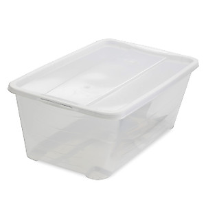 Life Story 6 Liter Shoe, Accessory, and Closet Plastic Storage Box Multi-Purpose Lidded Stacking Tote Containers, Clear (50 Pack)