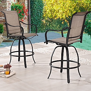 PatioFestival Patio Swivel Bar Stools Set of 4 Outdoor High Bistro Stools Height Chairs Dining Chairs All Weather Garden Furniture(Grey)