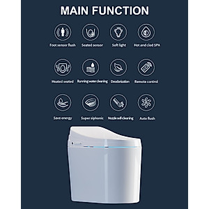 Homary Modern Small Smart Toilet Bidet, Floor Mounted Automatic Toilets for Bathroom, One-Piece Elongated Inteligente Toilet with Auto Flush,Heated Seat, Warm Water, Self Cleaning