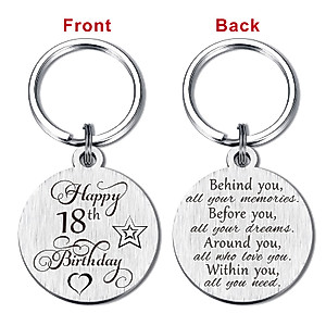 Laluminter 18 Year Old Birthday Gifts for Girls Boy, Happy 18th Bday Keychain Decorations for Women Men
