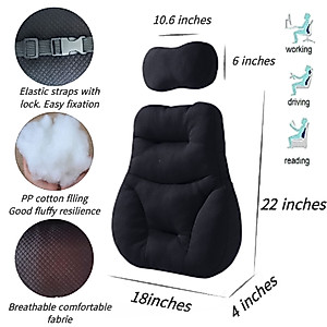 PYXAYS Lumbar Support Pillow for Office Chair Gaming Chair, car seat, Wheelchair, Office Chair Back Support Back Cushion Lumbar Pillow Provide lumpar Support Chair Back Support Black