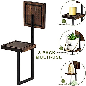 WELLAND Floating Shelf for Wall Rustic Wood Wall Shelves Hanging Planter Flower Pot Holder Sconce/Candle Holder Set of 3