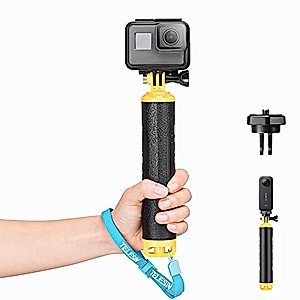 TELESIN Floating Hand Grip for GoPro Hero 11 10 9 8 7+ Series, DJI, Insta360 Most Action Cameras, Underwater Selfie Stick Suitable for Surfing, Snorkeling, Underwater Shooting