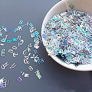 Stebcece ✪ Alphabet Holographic Laser 26 English Letters Mixed Chunky Glitter for DIY Craft