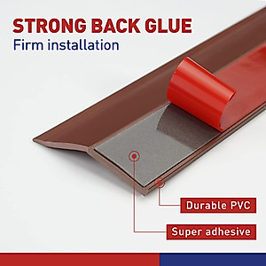 FOSLUOC Garage Door Seal Top and Sides Seal Strip Brown 34.4FT Rubber weather stripping Replacement Soft and Hard Composite, Weatherproofing Universal Sealing Professional.