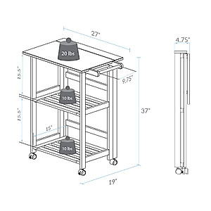 Casual Home Trek Folding Natural Kitchen Cart, 27" W