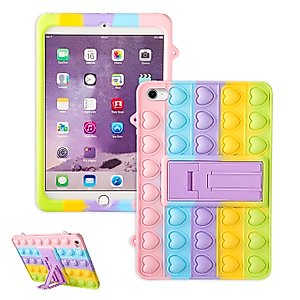 Coralogo Color Heart Case for iPad Pro 12.9" 2017/2015(1st & 2nd Gen) Cartoon Funny Kawaii Cute Silicone Fun Cover Stylish Fashion Unique Design Fidget for Girls Boys Cases(for iPad Pro 12.9")