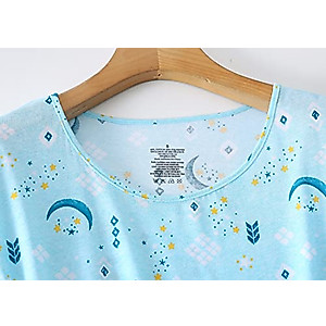 PNAEONG Women’s Pajama Set - Cotton-Blend Short-Sleeve Loose Top with Matching Capri Bottoms SY215-Blue Moon-XL