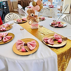 Gold Table Runner Sequin Table Runner 4 Pack 12x72 Inch Glitter Table Runner for Party Wedding Birthday Table Decorations Thanksgiving Engagement Anniversary Decor