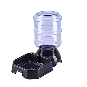 UMei Automatic Pet Waterer Dispenser for Cat Dogs Water Dispenser Automatic Gravity Dog Cat Feeder for Small Medium Large Pets Big Capacity 1 Gallon (Black)