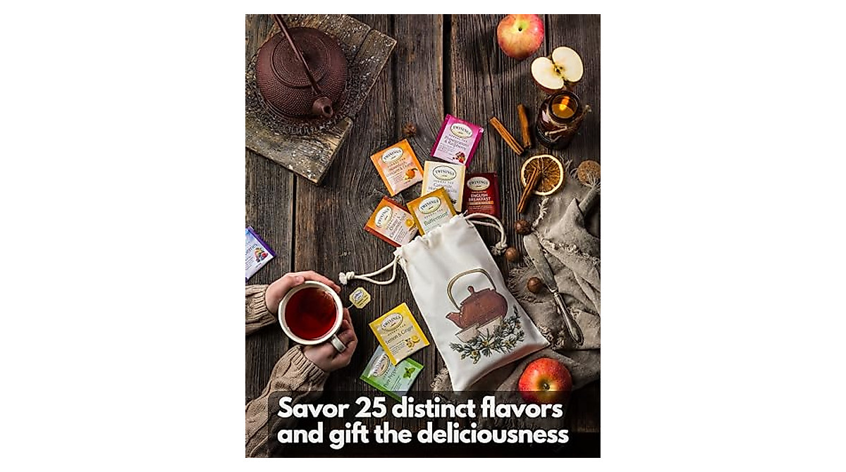 Twinings Herbal & Decaf Tea Sampler - 25 Flavors, 50 Count