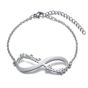 RMREWY Infinity Symbol Custom Name Bracelet 925 Sterling Silver Engrave Any Name Personalized Bracelet Ankle Customized Gift for Women