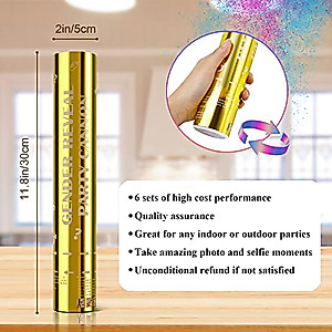 PILIN 6 Packs Gold Confetti Cannon Party Poppers, Ideal for Weddings, Thanksgiving, Christmas, Party Supplies, Birthday Party, Graduation Party