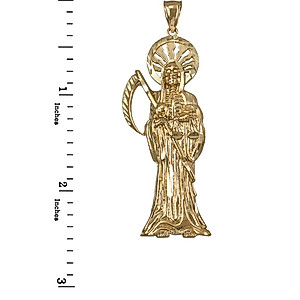 LA BLINGZ 14K Yellow Gold Santa Muerte DC Pendant