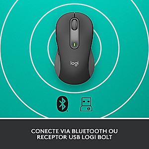 Logitech Signature M650 L Full Size Wireless Mouse - for Large Sized Hands, 2-Year Battery, Silent Clicks, Customizable Side Buttons, Bluetooth, Multi-Device Compatibility (Graphite)