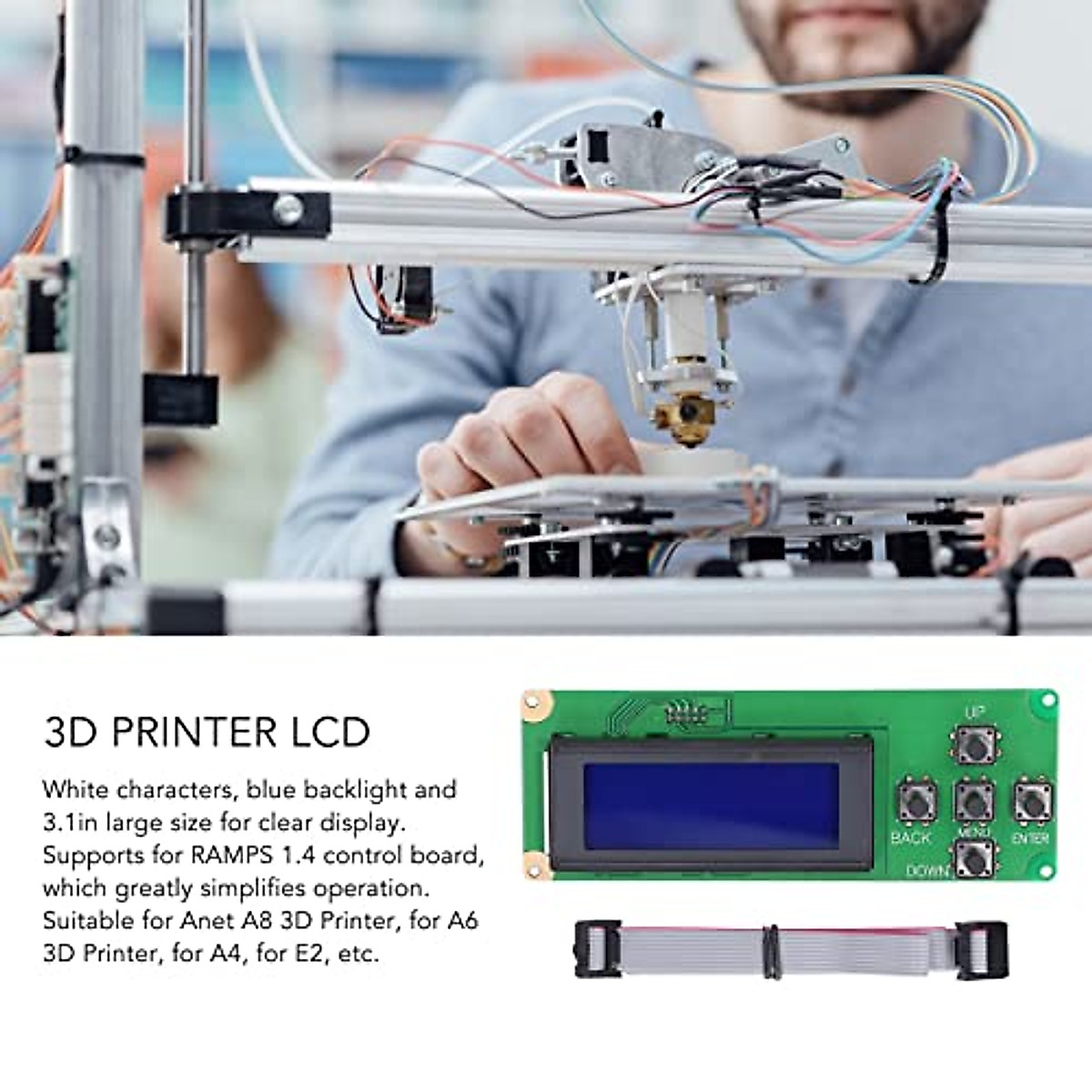 Eulbevoli LCD Display Board, White Character LCD Controller Module 2004 for Working