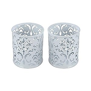 EasyPAG 2 Pack Pen Holder for Desk Premium Metal Pencil Holder Pen Cup Marker Holder Makeup Brush Holders, Desk Accessories & Workspace Organizers for Home, School & Office,White