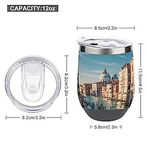 OPTKSNCU 304 Stainless Steel Insulated Cup with Lid, Venice View Print Durable, And Easy to Clean – Ideal for Home, Office, And Gift Giving