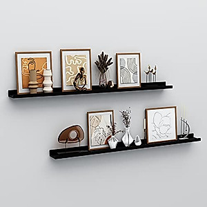 love furniture 47 Inch Black Floating Shelves Wall Mounted Set of 2, Wall Mounted Wood Shelves for Bedroom, Living Room, Bathroom, Kitchen