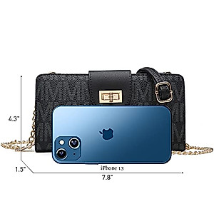 MKP Women Fashion Small Crossbody Shoulder Bags Cell Phone Purse Wallet Clutch Bag Credit Card Holder Clutch Wallets w/Removable Strap (Black)