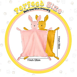 Mixweer 8 Pieces Bunny Lovey Blankets for Babies Organic Cotton Muslin Blankets Soft Lion Blanket Security Breathable Lovie Towel for Infant and Newborn