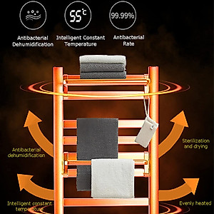 KUYT Bathroom Electric Heated Towel Rack with Timer Towel Warmer, Heating Panel Fast Warming up Heated Towel Rail Polished Bathroom Pools Kitchen Gyms/Black