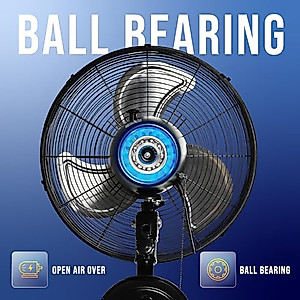 Tornado 16 Inch Pro Series High Velocity Oscillating Wall Mount Fan For Industrial, Commercial, Residential Use 3 Speed 2850 CFM UL Safety Listed