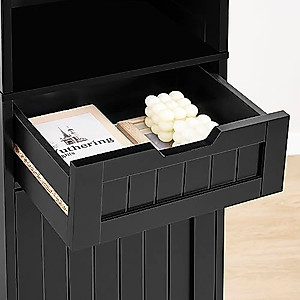 Iwell 67.2" H Tall Bathroom Storage Cabinet with 2 Doors & 1 Drawer, Bathroom Cabinet with 4 Shelves, Narrow Linen Cabinet for Living Room, Bathroom, Kitchen, Black