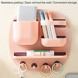 HERCHR Wall Mount Shelf Accessories Organizer Self-Stick Bedside Storage Organizer for Earphone, Cell Phone Next to Bed & Table Dorm(pink)