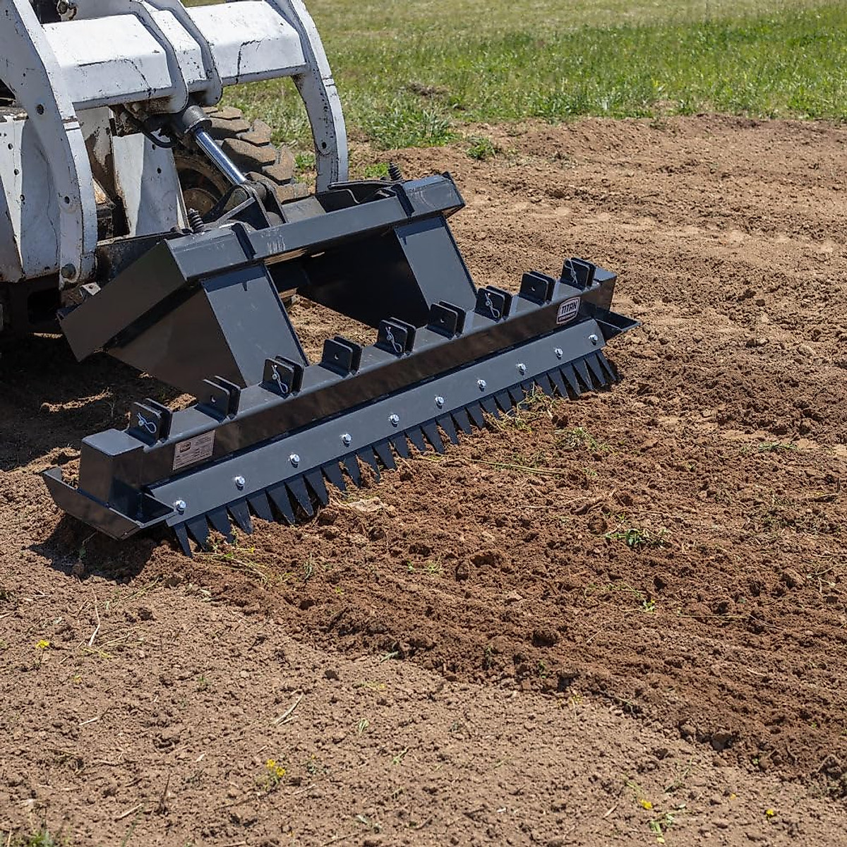 Titan Attachments 72in Ripper Scarifier Skid Steer Attachment, Quick Connect Landscape Rake with Ripper Comb