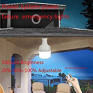 FLRONGSUN LED Bulb Light Camping Light Portable 75-300LM Dim Lantern Indoor 2000mAh for Chicken Coop Lamp Hiking Fishing Tent Indoor Shed Hurricane Emergency Light USB Charged